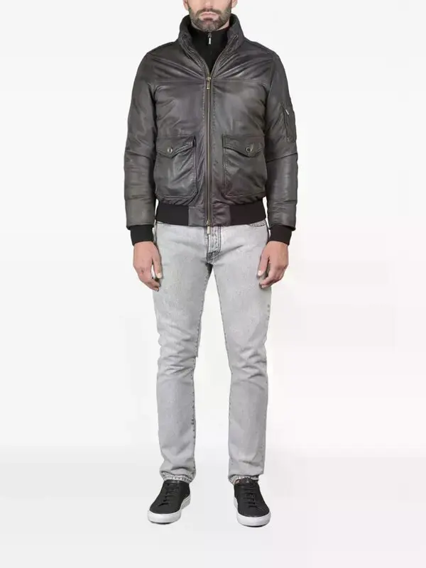 MOORER Folco-pe1 Leather Shearling-collar Jacket - Grey