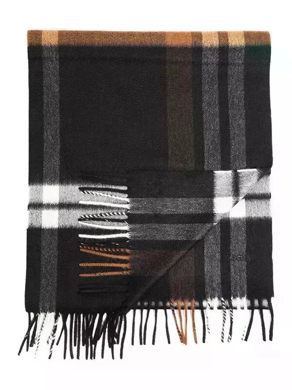 Zegna Checked Fringed Scarf - Black