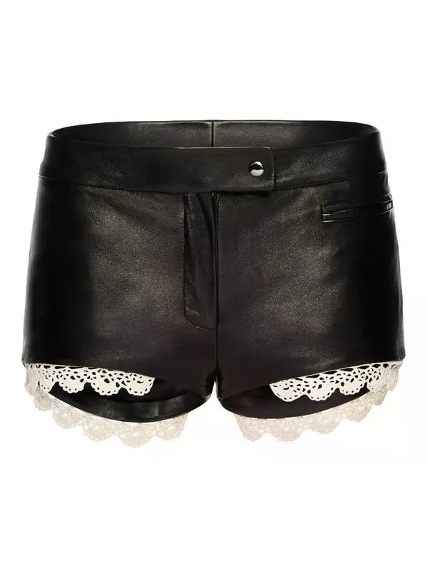 Magda Butrym Leather Lace-trimmed Shorts - Black