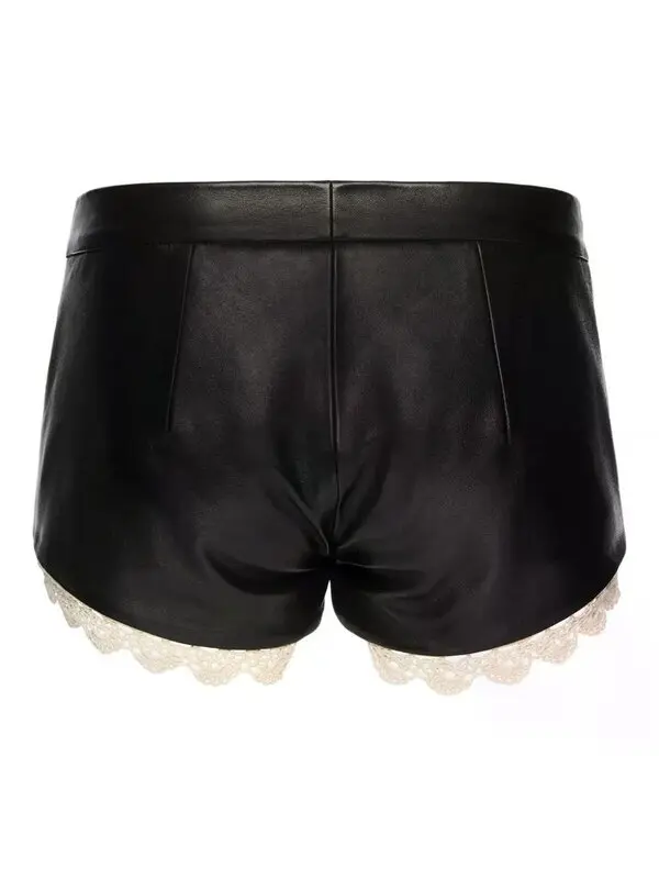 Magda Butrym Leather Lace-trimmed Shorts - Black