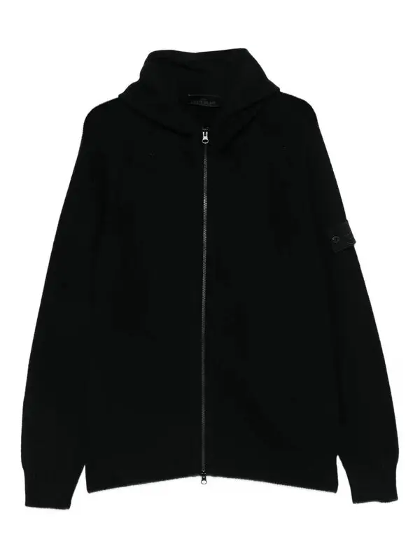 Stone Island Zip-up Hoodie - Black