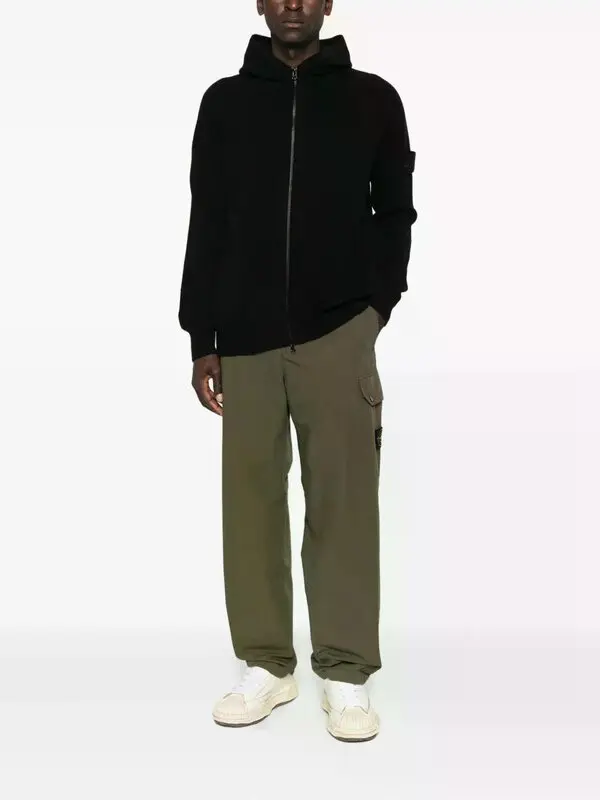 Stone Island Zip-up Hoodie - Black