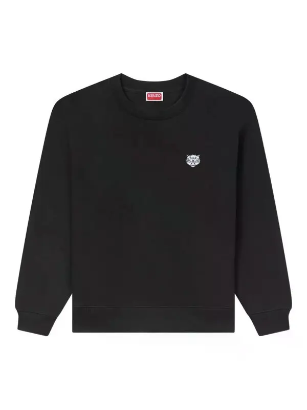 Kenzo Crew-neck Sweatshirt With 'happy Tiger' Embroidery - Black