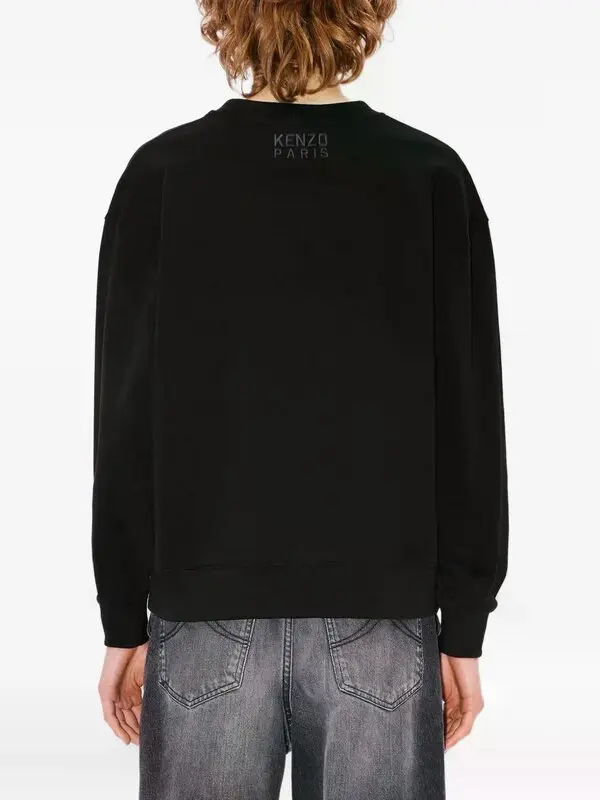 Kenzo Crew-neck Sweatshirt With 'happy Tiger' Embroidery - Black