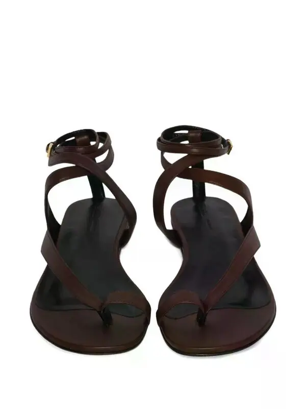 Khaite Aimee Ankle-wrap Leather Sandals