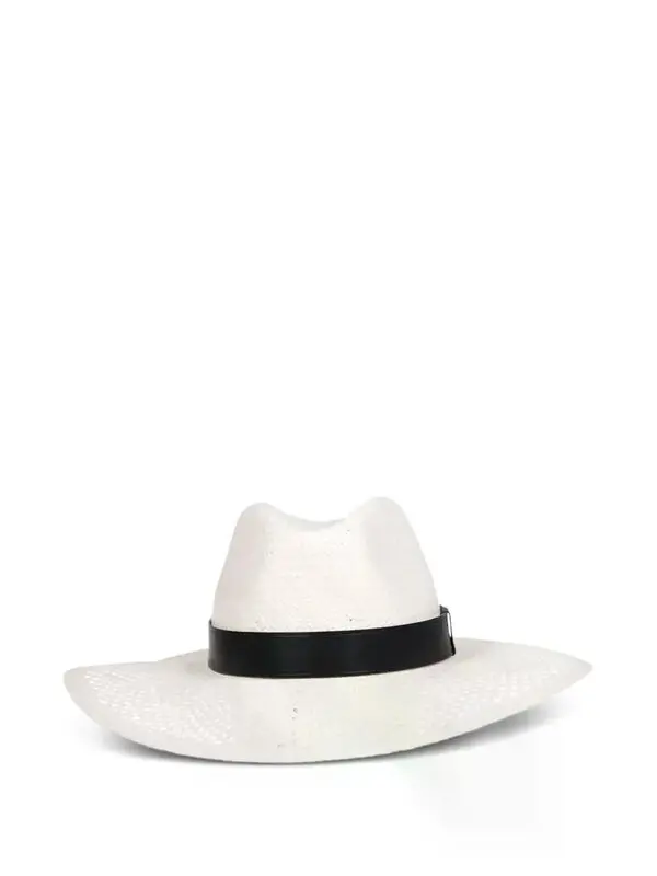 Max Mara Wide Brim Hat With Leather Band - White