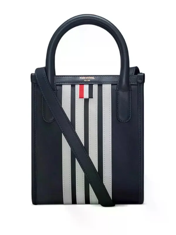 Thom Browne Four-bar Stripe Tote Bag - Blue