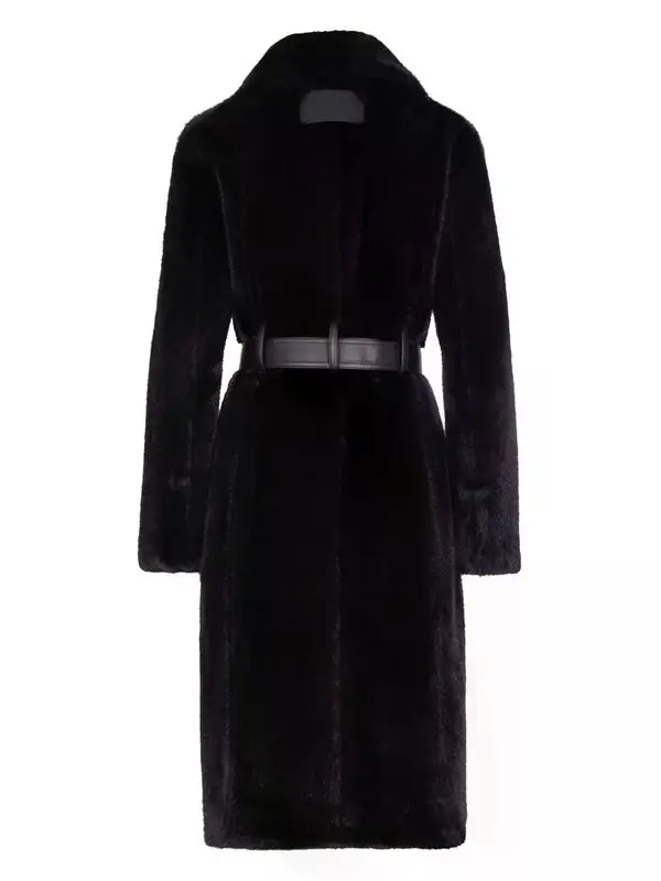 Patrizia Pepe Belted Faux-fur Coat - Black