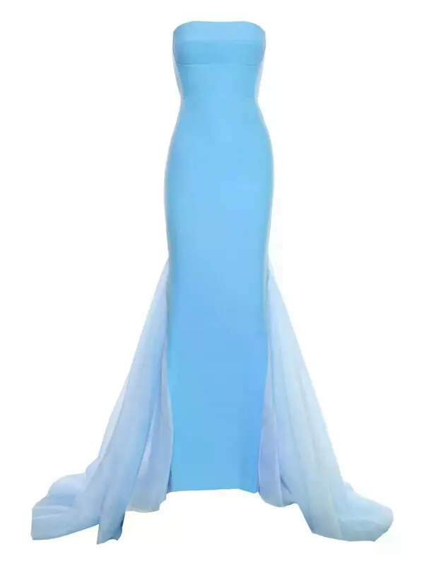 V:PM ATELIER Ariana Strapless Fishtail Maxi Gown - Blue