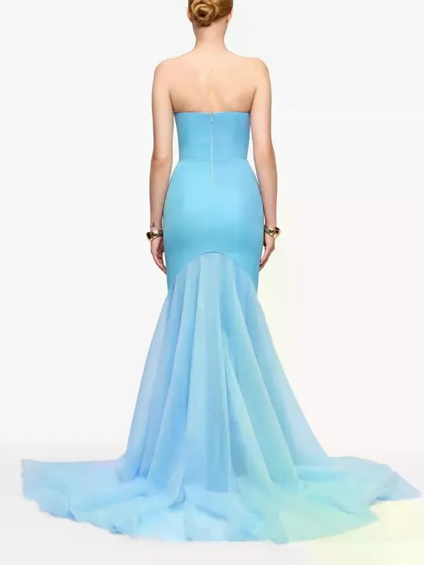 V:PM ATELIER Ariana Strapless Fishtail Maxi Gown - Blue