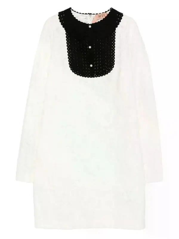 N°21 Crochet-trimmed Lace Mini Dress