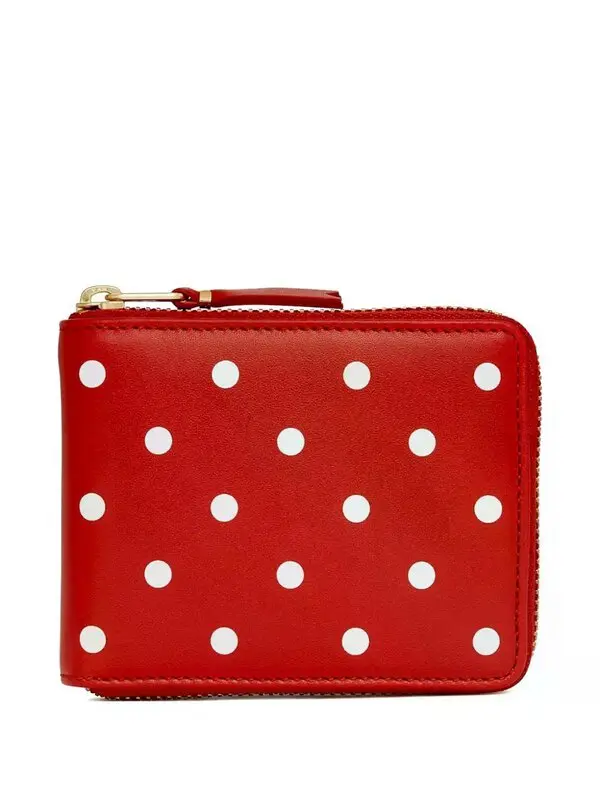 Comme Des Garçons Polka-dot Zip-around Wallet - Red