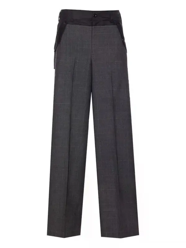 Sacai Check-pattern Trousers With Buckle Detail