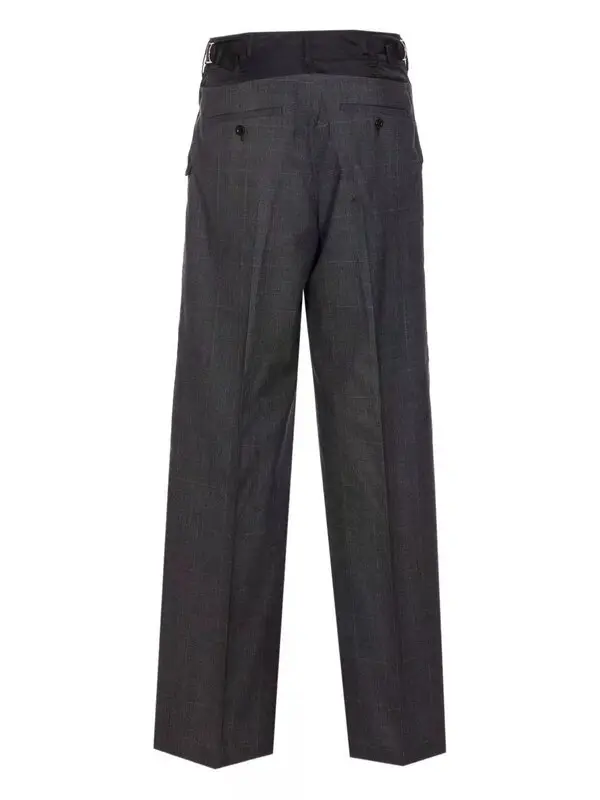 Sacai Check-pattern Trousers With Buckle Detail