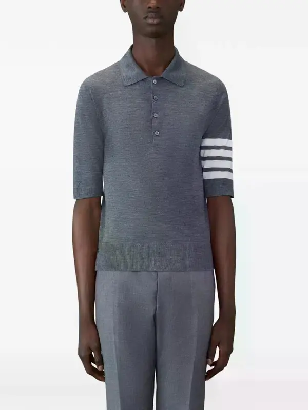 Thom Browne Fine Merino Wool 4-bar Polo - Grey