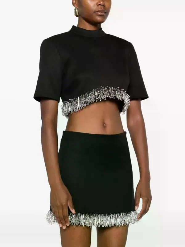 Simkhai Fringe-trimmed Short-sleeve Top