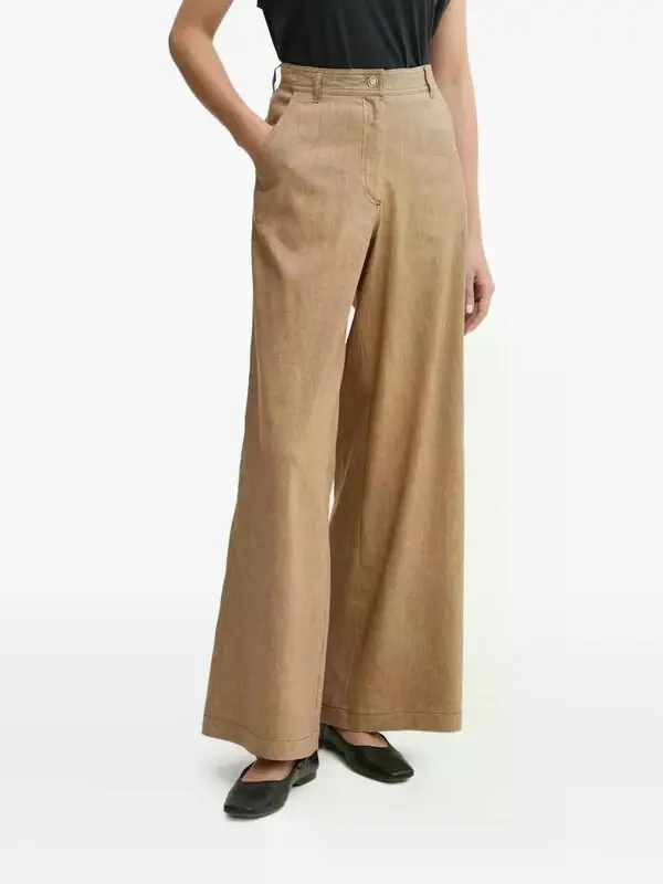 SESSUN Wide-leg Trousers With Gold-button Detail