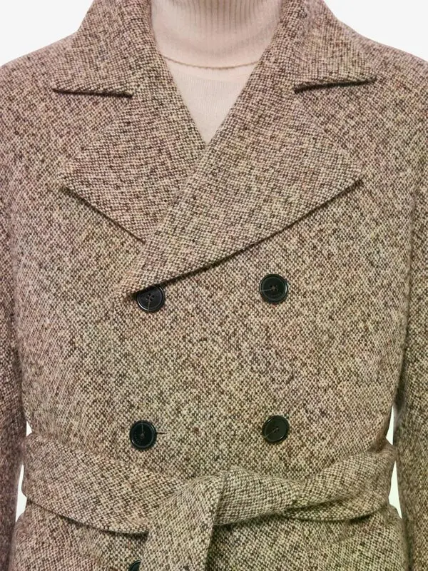 FURSAC Tweed Belted Double-breasted Coat