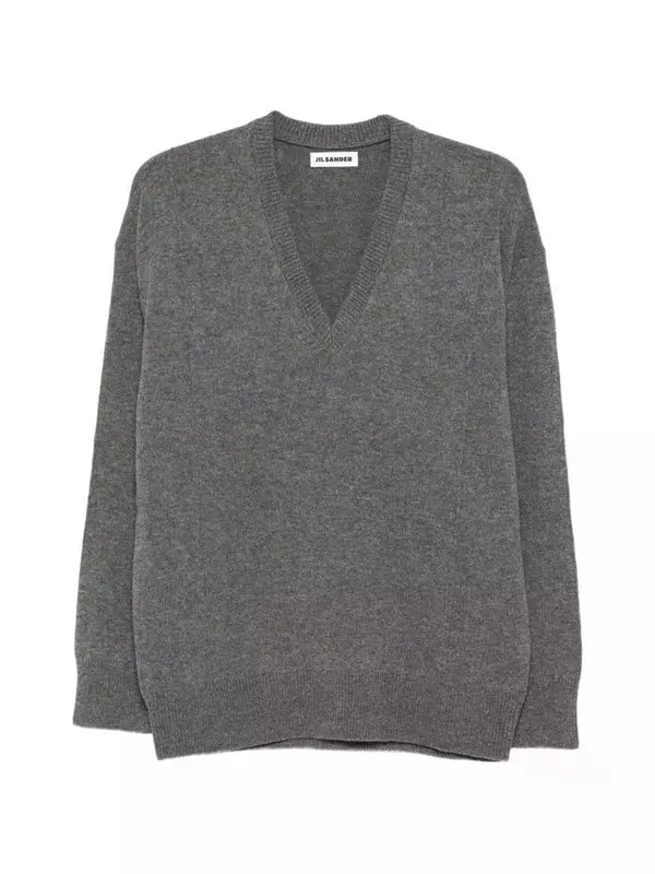 JIL SANDER V-neck Wool-cashmere Blend Sweater - Grey