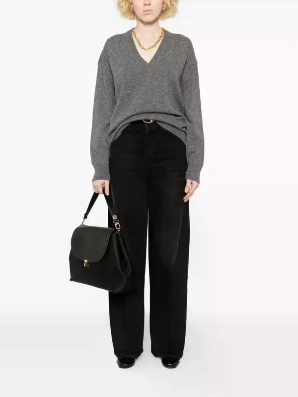 JIL SANDER V-neck Wool-cashmere Blend Sweater - Grey