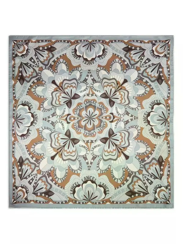 LANCEL Floral-motif Silk Scarf - Grey