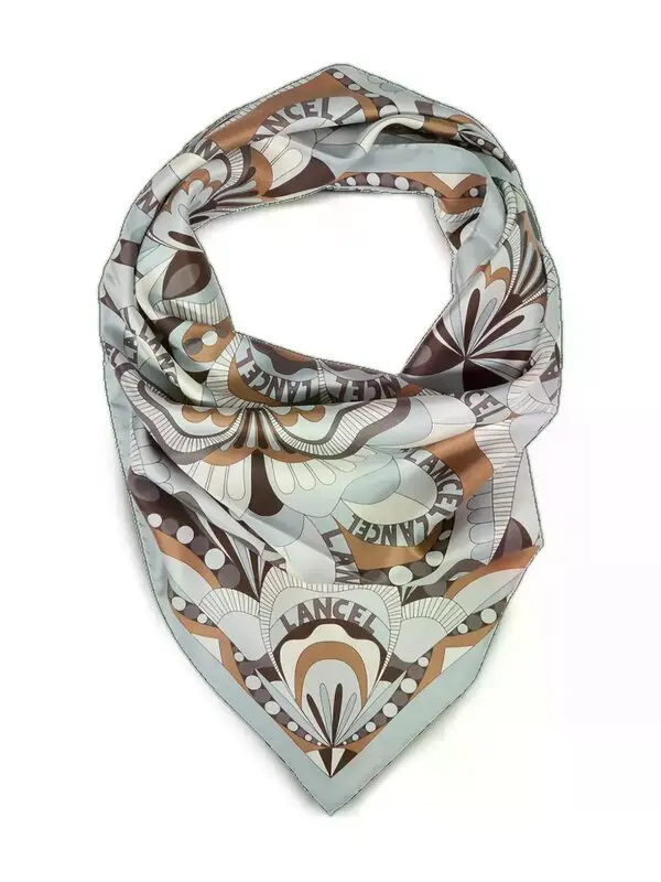 LANCEL Floral-motif Silk Scarf - Grey