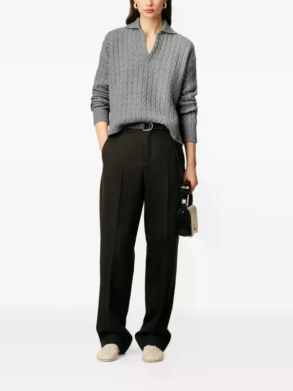 AMI Paris Cable-knit Wool Polo Shirt