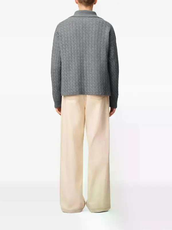 AMI Paris Cable-knit Wool Polo Shirt