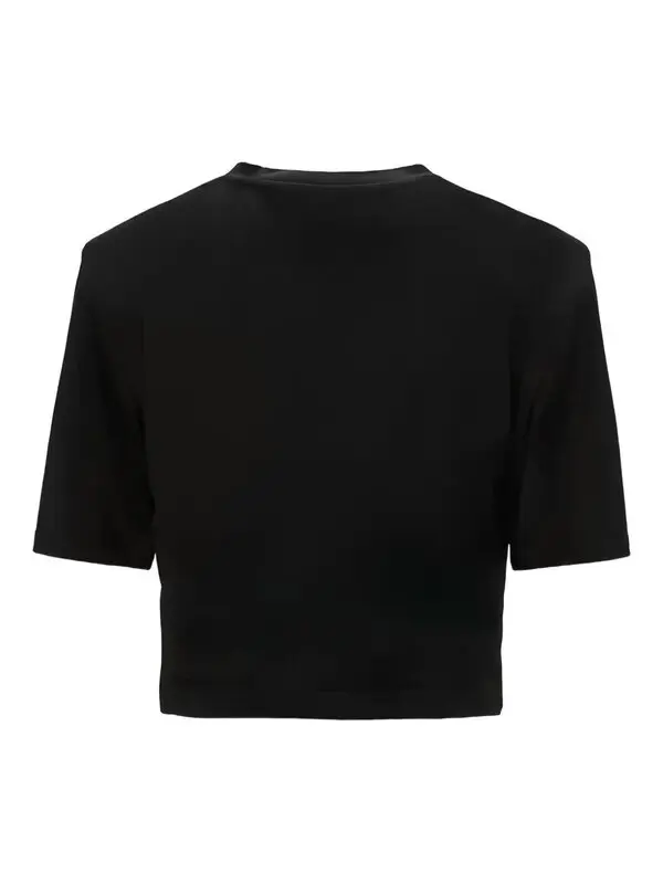 ANA RADU Rose-embellished Cropped Top - Black