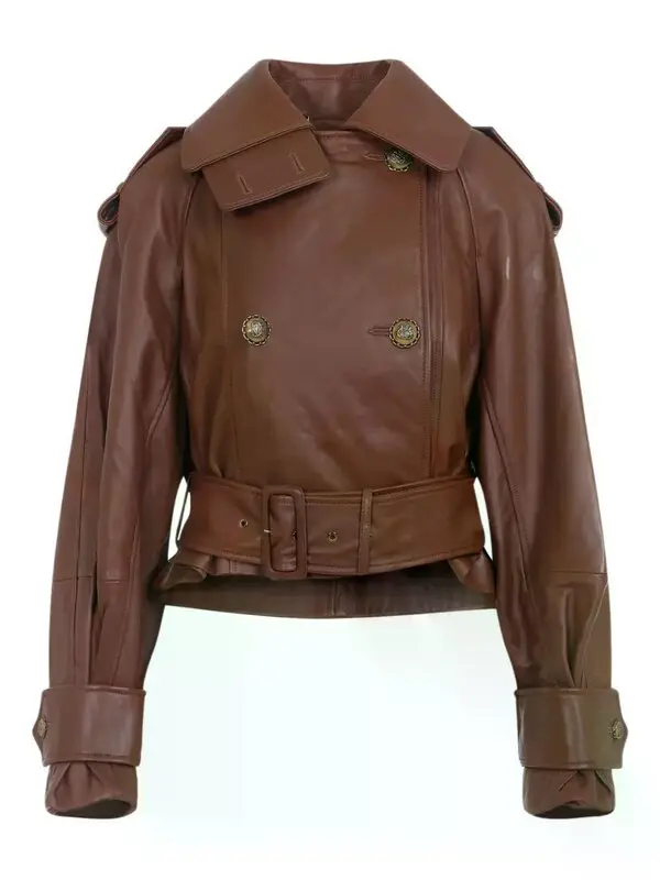 Zimmermann Hypnotic Belted Leather Jacket - Brown