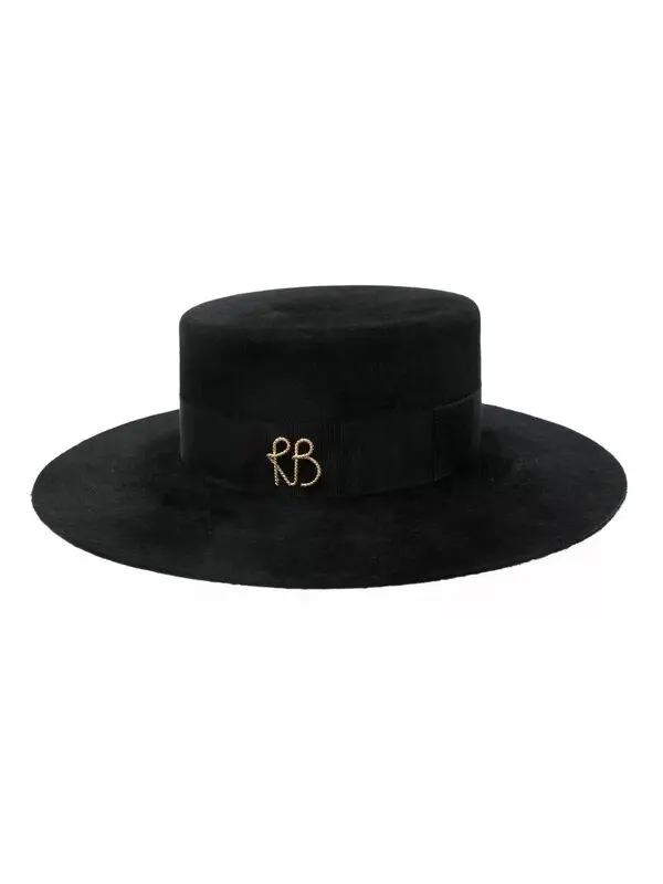 Ruslan Baginskiy Monogram-embellished Canotier Hat - Black