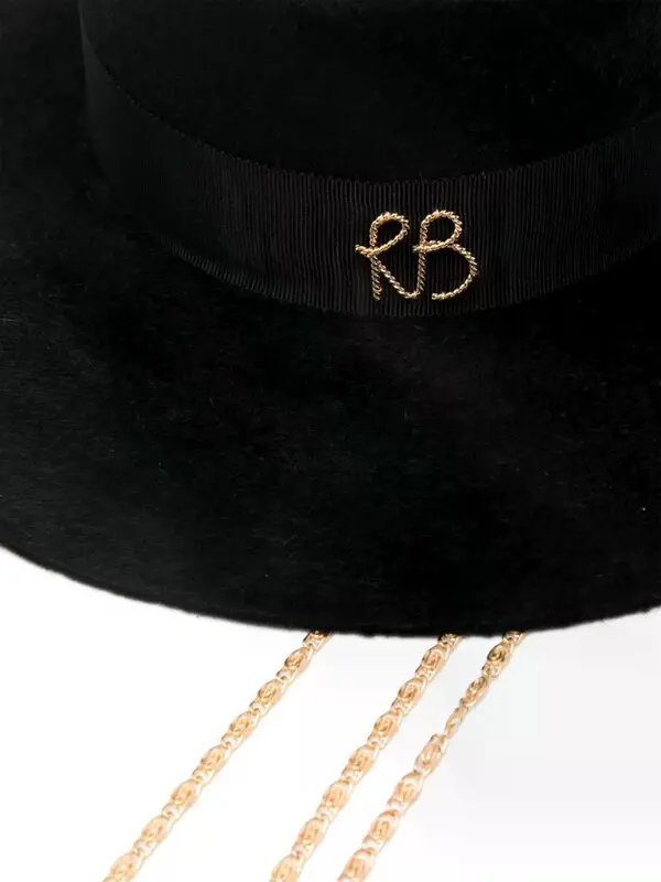 Ruslan Baginskiy Monogram-embellished Canotier Hat