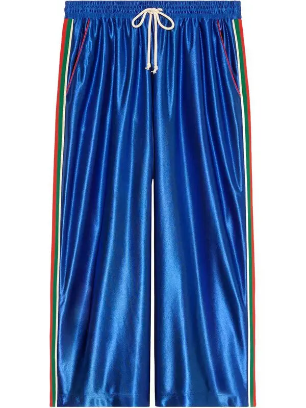 Gucci Web Detailing Wide-legged Track Pants - Blue