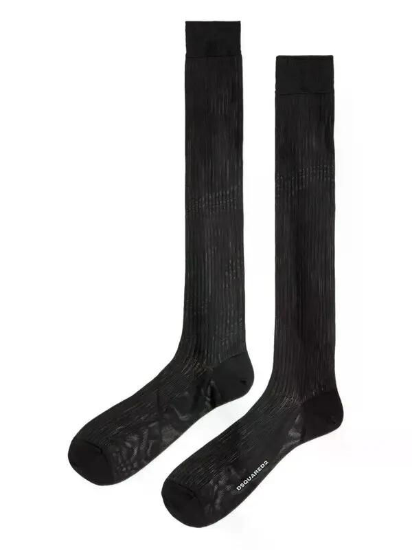 Dsquared2 Ribbed Knee-high Socks With Logo Detail