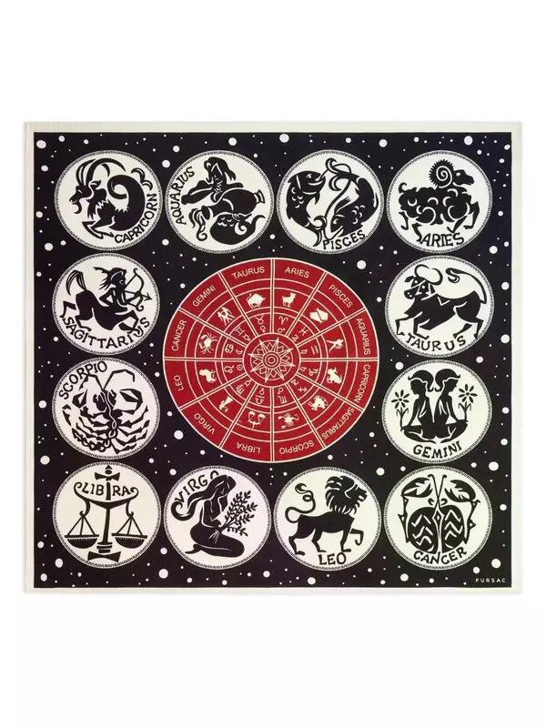 FURSAC Zodiac-print Pocket Square - Blue