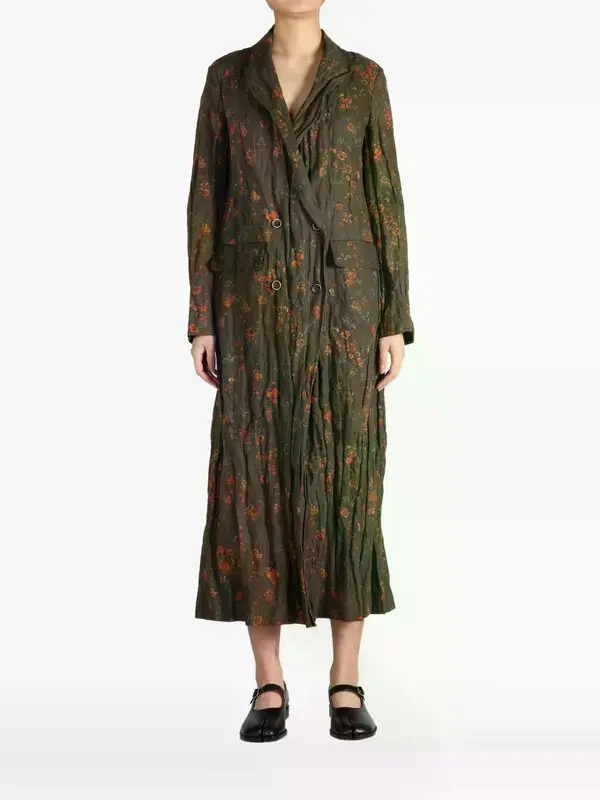 UMA WANG Floral-print Double-breasted Coat