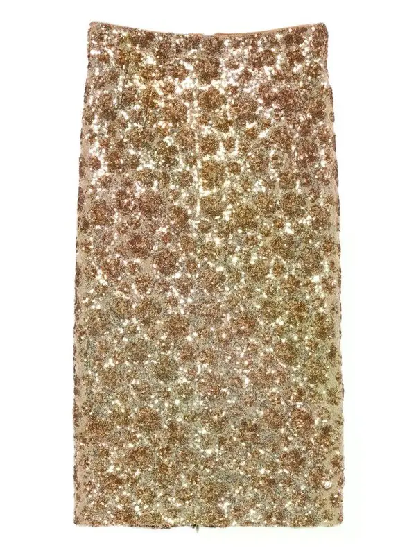 N°21 Sequin-embellished Midi Skirt - Gold
