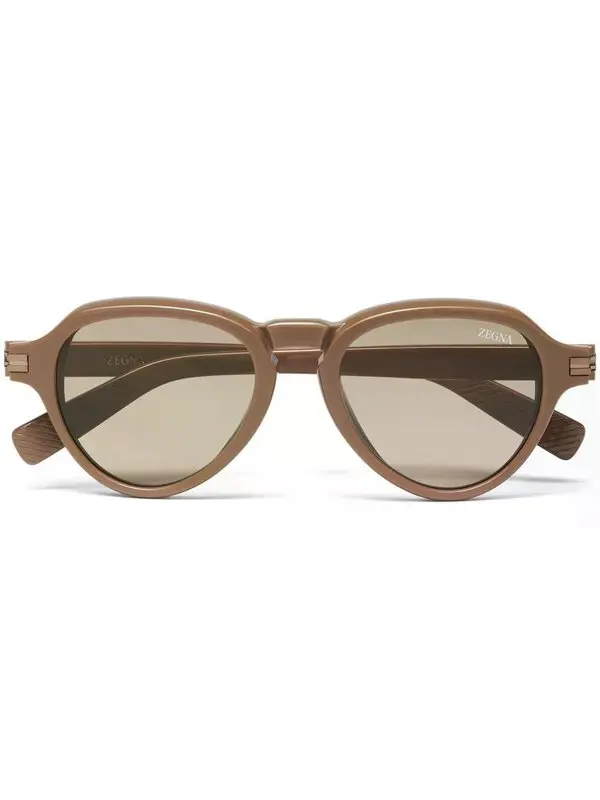 Zegna Pilot Frame Sunglasses - Brown