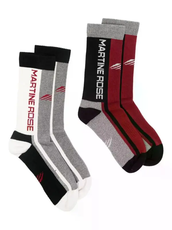 Martine Rose Logo-detail Panelled Socks - Black