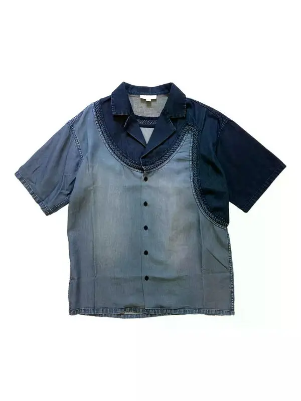 PONDER.ER Crochet-trimmed Denim Shirt