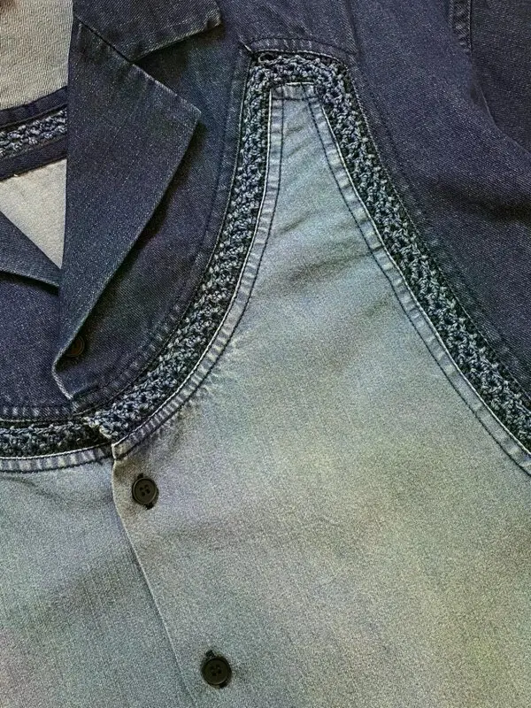 PONDER.ER Crochet-trimmed Denim Shirt