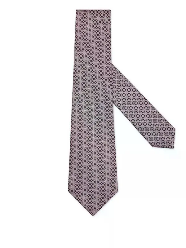 Zegna Geometric-pattern Silk Neck Tie - Pink