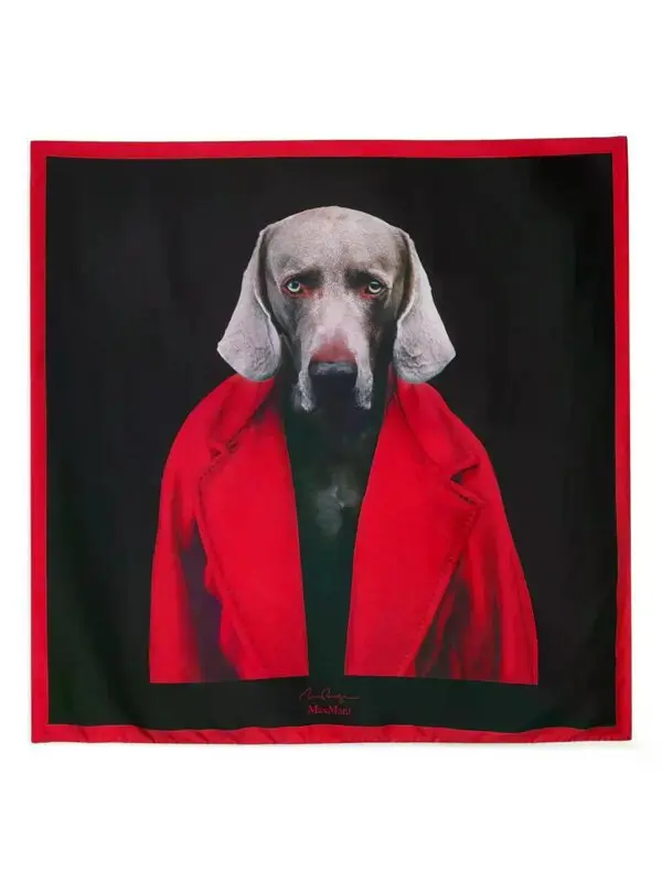 Max Mara Dog-print Silk Scarf - Black