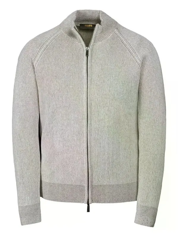 MOORER Ribbed Zip-front Cardigan