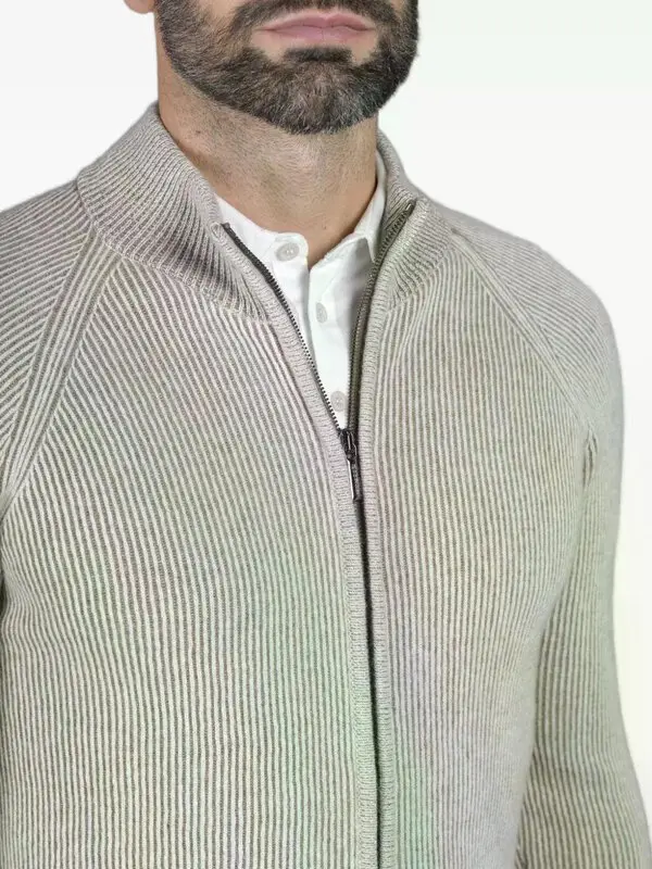 MOORER Ribbed Zip-front Cardigan