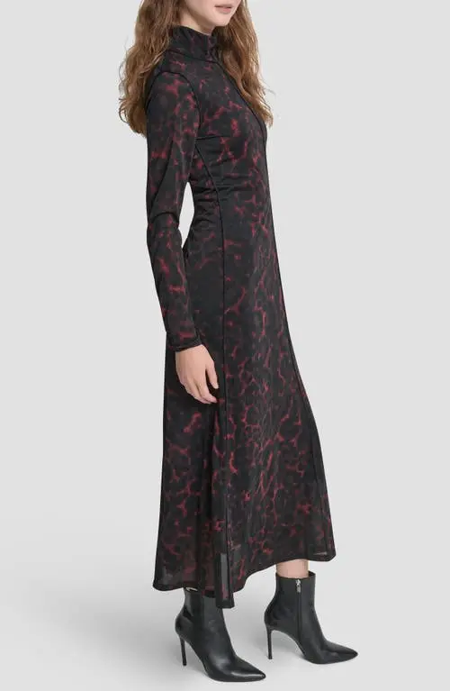 Dkny Seamed Animal Print Maxi Dress
