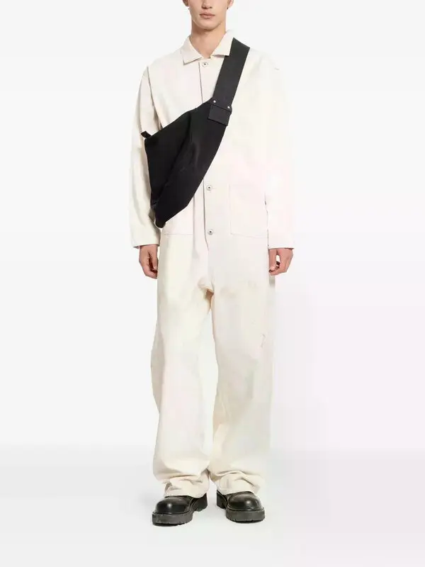 TAIGA TAKAHASHI Paint-splatter Cotton Jumpsuit - Neutrals