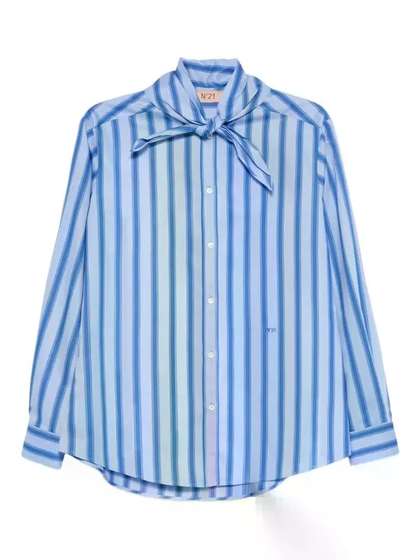 N°21 Embroidered Logo Stripe-pattern Shirt