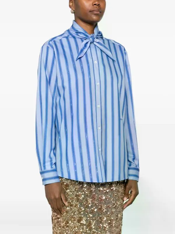 N°21 Embroidered Logo Stripe-pattern Shirt