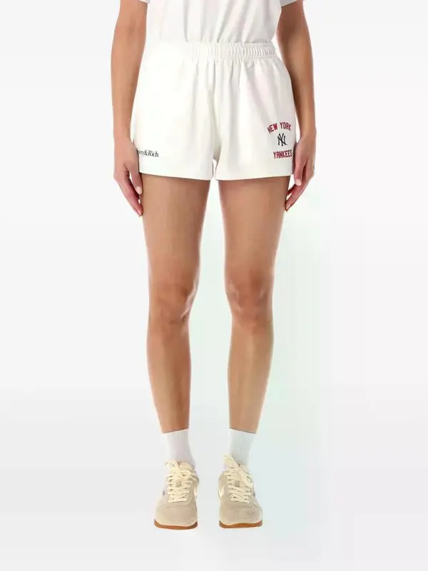 SPORTY & RICH Embroidered Elasticated Shorts - White